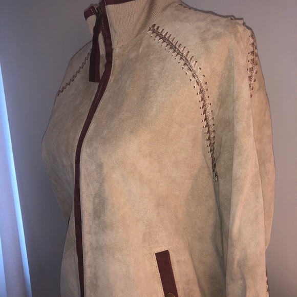 ecru | Jackets & Coats | Ecru Suede Sporty Jacket | Poshmark
